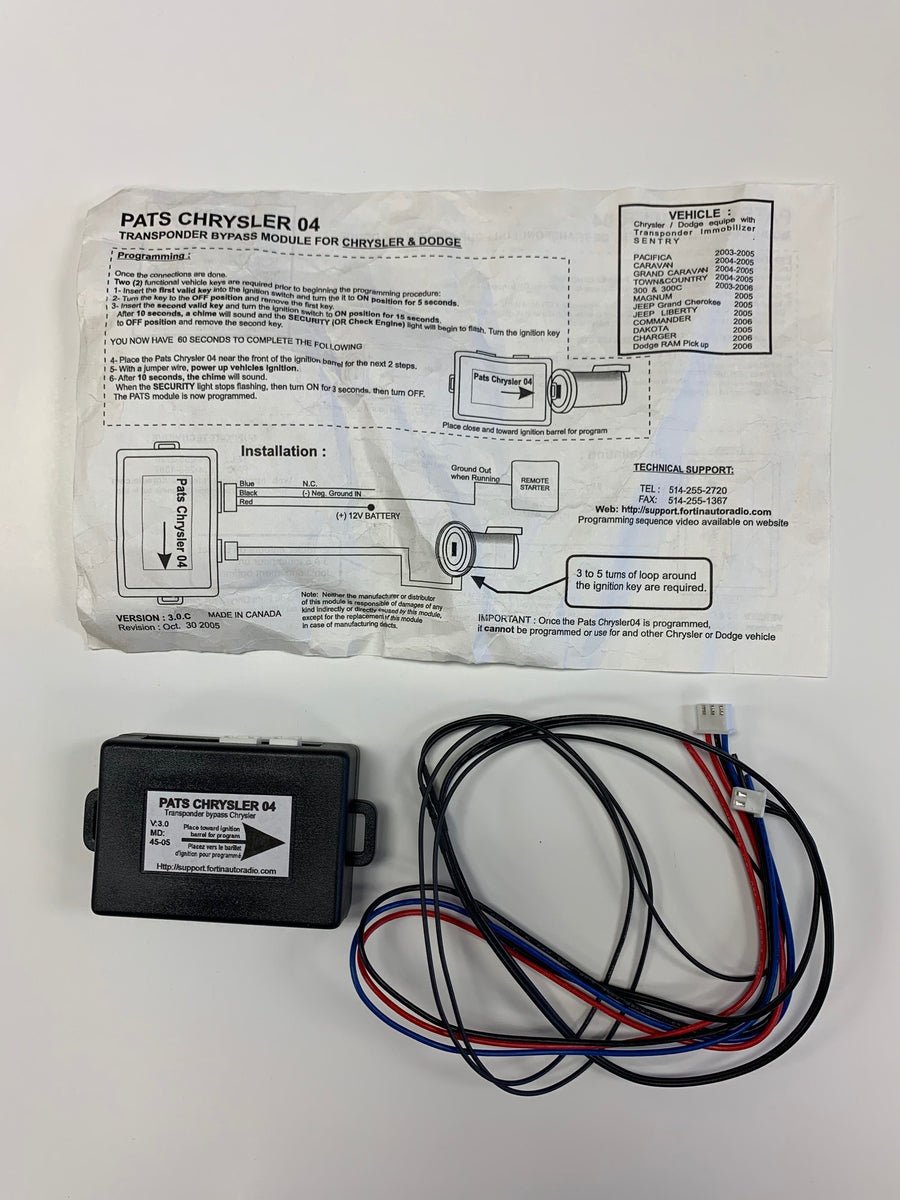 Fortin PATS-CHRYSLER-04 - CHRYSLER BYPASS KIT – X-treme Auto